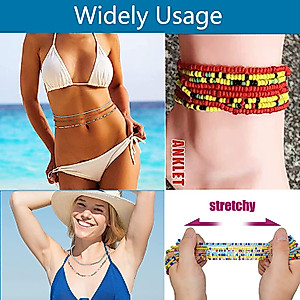 TOBENY 24PCS Waist Beads for Women African Belly Beads for the waist Colorful Summer Body Beads Jewelry Stretchy Elastic African Waist Beads 31.5-35.5 Inch Beaded Waist Chain