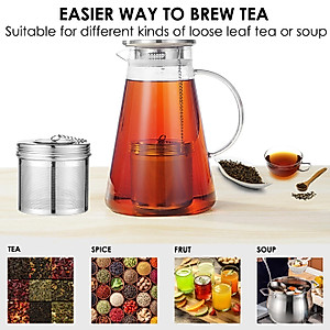 TEEMADE Large Tea Infuser - 304 Stainless Steel Tea Filter with Threaded Lid & Chain Hook - Ideal for Loose Leaf Tea, Cooking, and More - Extra Fine Mesh Holes Tea Strainer for Herbs, Iced Tea & Soup