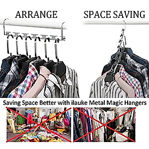 8 Pcs Space Saving Hangers Magic Hangers Metal Heavy Duty Hooks Closet Clothing Hanger Organizer, 10 inch