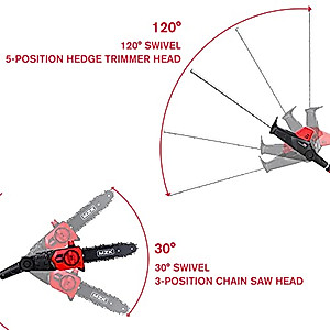 ZAKER 40v 13FT Pole Hedge Trimmer Cordless with 9.5 Inch Chain Saw Attachment, 22'' Steel Blade, 2-in-1 Hedge Trimmer & Pole Saw, Power Hedge Trimmer Extension Pole with 4AH Battery & Charger