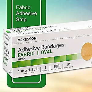 McKesson Adhesive Bandages, Sterile, Fabric Oval, 1 in x 1 1/4 in, 100 Count, 1 Pack