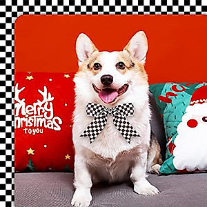 Kuscul 3 Rolls White Checkered Printed Ribbon Black Grosgrain Ribbon Racing Car Theme Checkered Ribbon Gingham Buffalo Plaid Wrapping Ribbon for DIY Crafts Wreath Gift Wrapping, 15 Yard