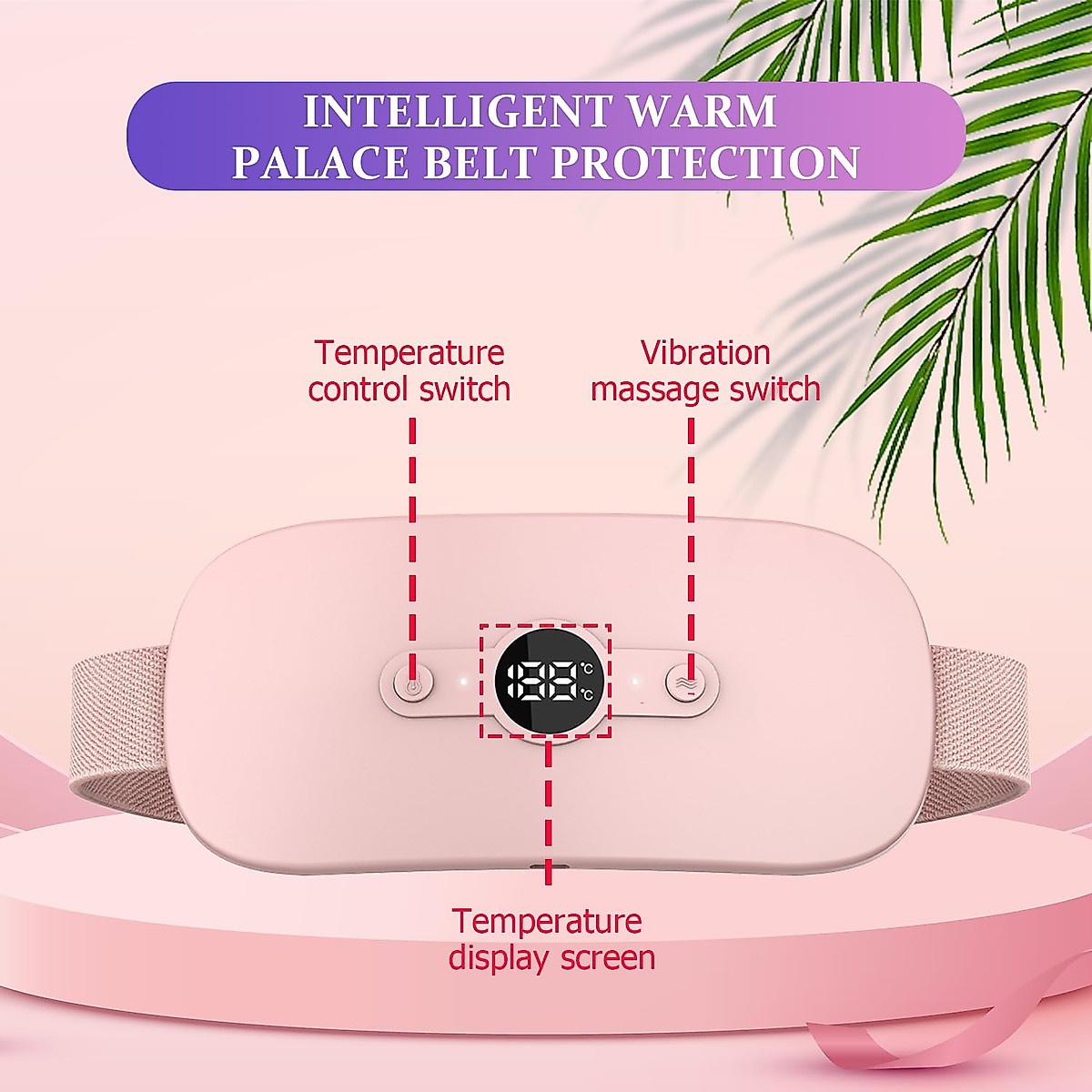 Portable Heating Pad, Electric Heating Pad for Back Pain Relief Cramps,Menstrual Heating Pad Fast Heating Belly Wrap Belt with 6 Heat Levels, 6 Vibration Modes Gift for Women Girl Wife Girlfriend