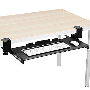Mount-It! Clamp Keyboard Tray - Ergonomic Under Desk Pull Out Keyboard and Mouse Platform with No-Drill Easy Installation - Slides Under Desk Increase Desk Space - 27 Inch Wide