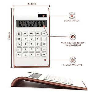 Rose Gold Calculator, UPIHO Rose Gold Office Supplies and Accessories, 10 Digits Solar Battery Basic Office Calculator, Dual Power Desktop Calculator with Large LCD Display, Pink Office Supplies