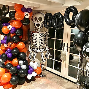 Black and Orange Balloons, 50pcs 12 Inch Halloween Balloons Set Black Purple Orange Halloween Balloons for Halloween Party Decoration Outdoor Home, Yard Backdrop Birthday Party Decoratio