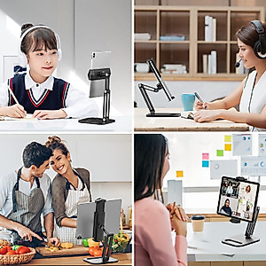ULANZI Phone Mount Stand Holder for Desktop, VIJIM P001 with 2 Adjustable Arm and 360° Rotates, Universal Foldable Multi Angle, Compatible with iPad iPhone Tablet and More