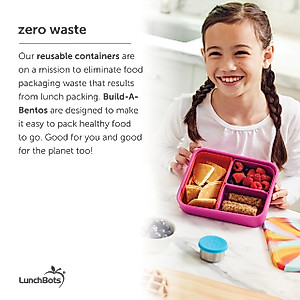 LunchBots Build -a- Bento Lunch Box, Silicone Bento Box for Kids, Multi-Compartment Lunch Container, Oven & Dishwasher Safe, BPA Free, 28 oz - Yellow
