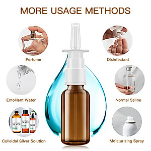 Nasal Spray Bottle, 3 Pcs 30ML/1oz Glass Amber Refillable Fine Mist Sprayers Atomizers, Small Empty Nasal Sprayer with Funnels and Labels