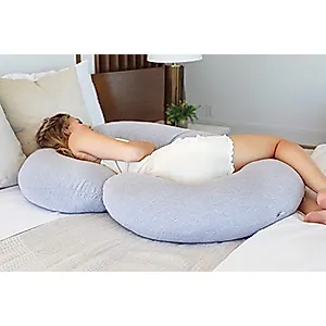 Pharmedoc Pregnancy Pillows, C Shaped Full Body Pillow for Adults– Pregnancy Pillows for Sleeping – Maternity Pillow with Support for Back, Legs, Belly and Hips – Grey Jersey Cotton Removable Cover