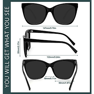 WOWSUN Large Polarized Cat Eye Sunglasses for Women