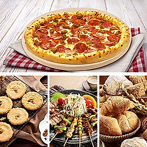 GEEBOBO Pizza Stone for Oven and Grill, Free Wooden Pizza Peel Paddle,Durable and Safe Pizza Stone for Grill,Thermal Shock Resistant Cordierite Cooking Stone,baking stone (12 inch)