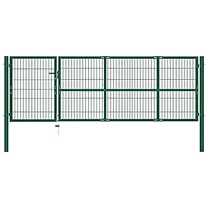 GOLINPEILO Outdoor Garden Gate, Garden Fence Gate with Posts, Patio Gate Metal Fencing Border for Yard Outdoor, Entry Gate, 137.8"x39.4" Steel Green