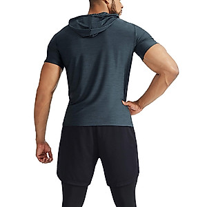 NELEUS Men's 3 Pack Dry Fit Running Shirt Workout Athletic Shirt with Hoods,Grey Black,Slate Gray,Light Grey,US XL,EU 2XL