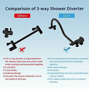 Hibbent All Metal High Pressure Rainfall 10 Inch Shower Head/Handheld Showerhead Combo/ 12 Inch Adjustable Curved Shower Extension Arm, 7-Spray, 71-inch Hose, Adhesive Showerhead Holder, Matte Black