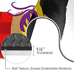 Yoga Mat, Yoga Mats for Home Workout, Workout Mat, Exercise Mats, Pilates Mat, Xmas Dog Red Scarf Pattern