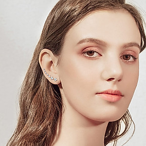 Moissanite Earring for Women 7 Moissanite Ear Cuffs Crawler Earrings 925 Sterling Silver Hypoallergenic Climber Earrings Christmas Birthday Jewelry Gifts