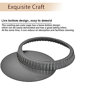 RICHSC-PAN Tart Pan 10 Inch Tart Pan Carbon Steel Round Non-Stick Pan Quiche Pan with Removable Chassis for Mousse Cakes, Kitchen Reusable Baking Tool with A Depth of 1.18 Inches