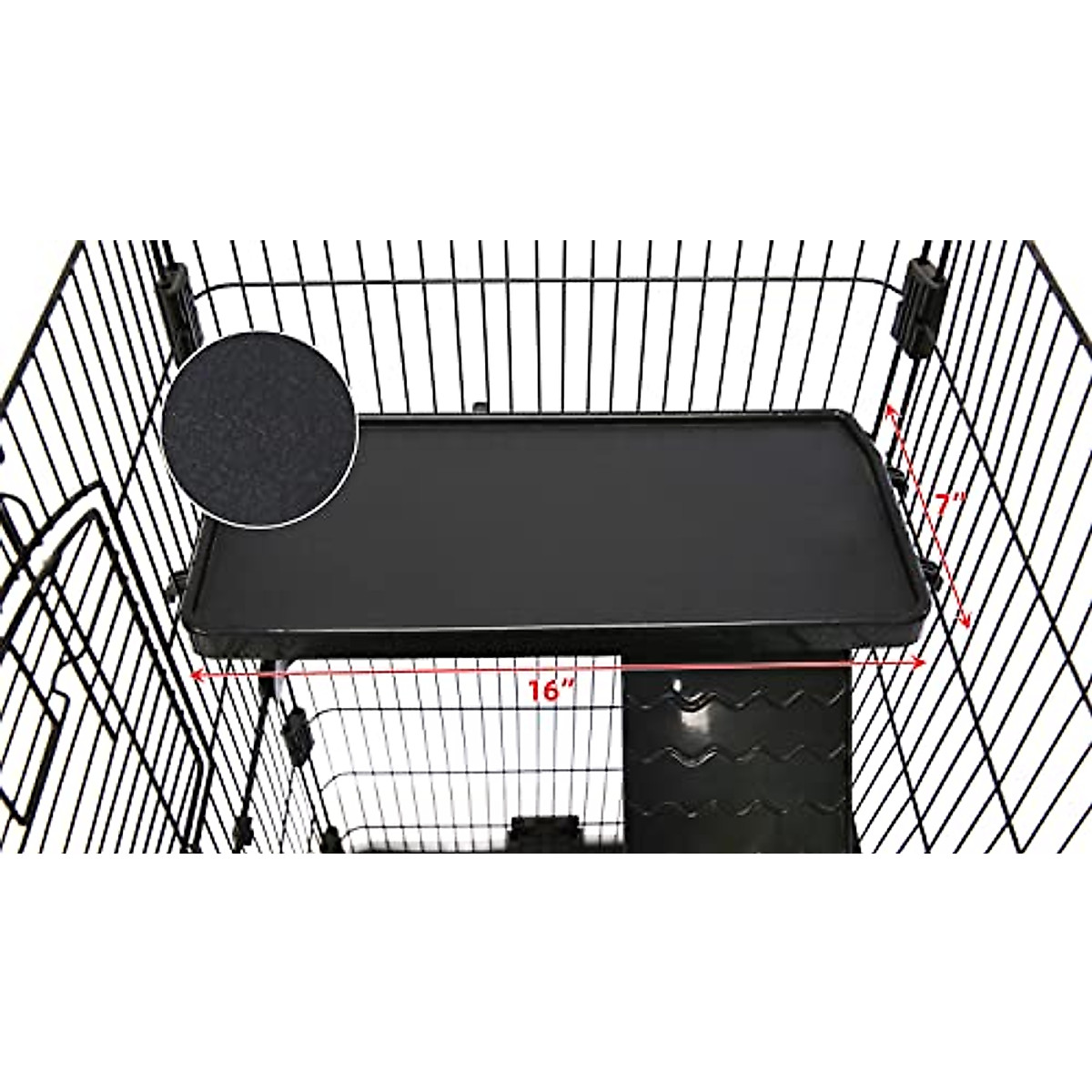 3 Levels Chinchilla Ferret Hamster Pet Crate with Caster Tray and Urine Guard (Black)