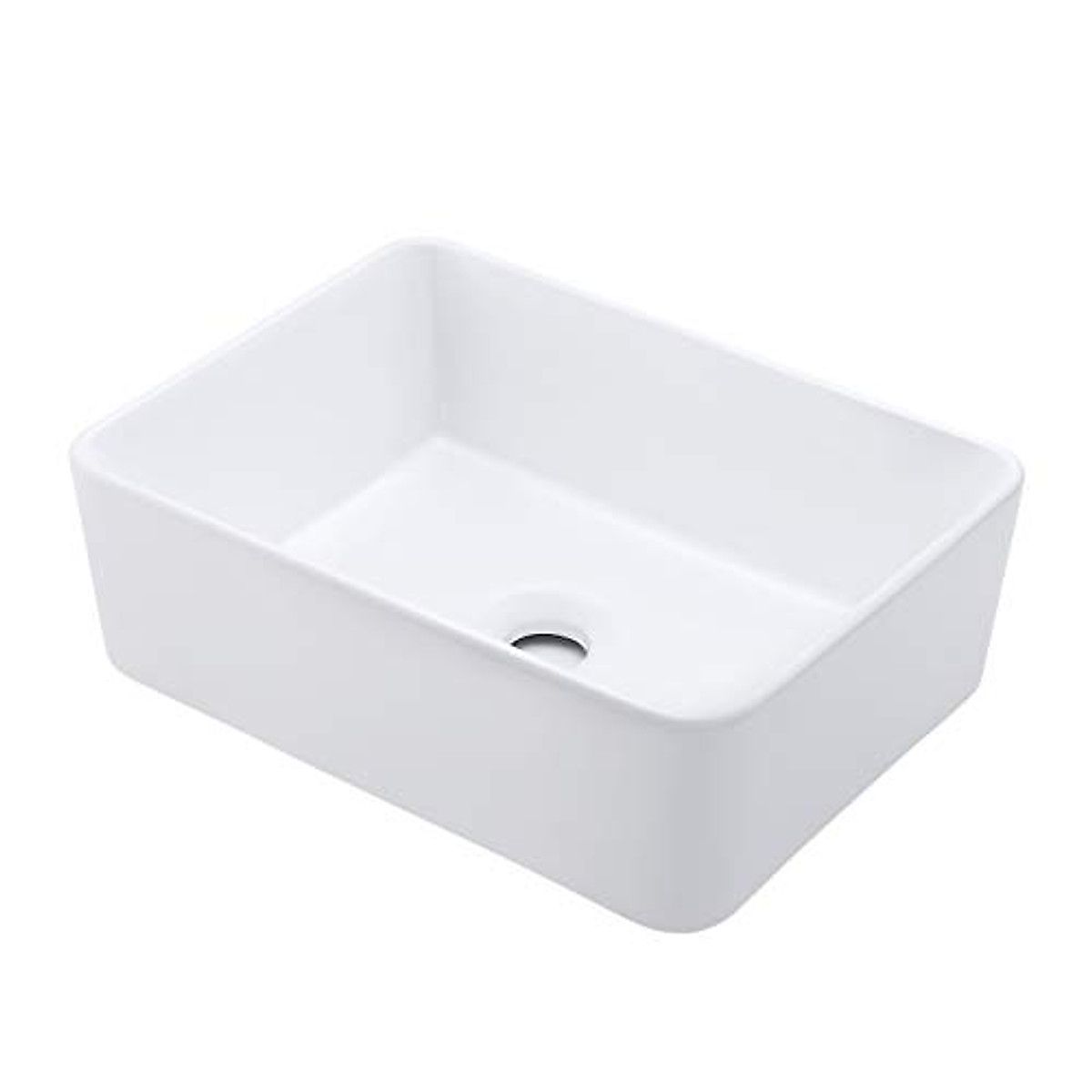 KES Rectangle Vessel Sink 16"X12" White Bathroom Sink Above Counter Porcelain Ceramic Small Sink Bowl, BVS110S40