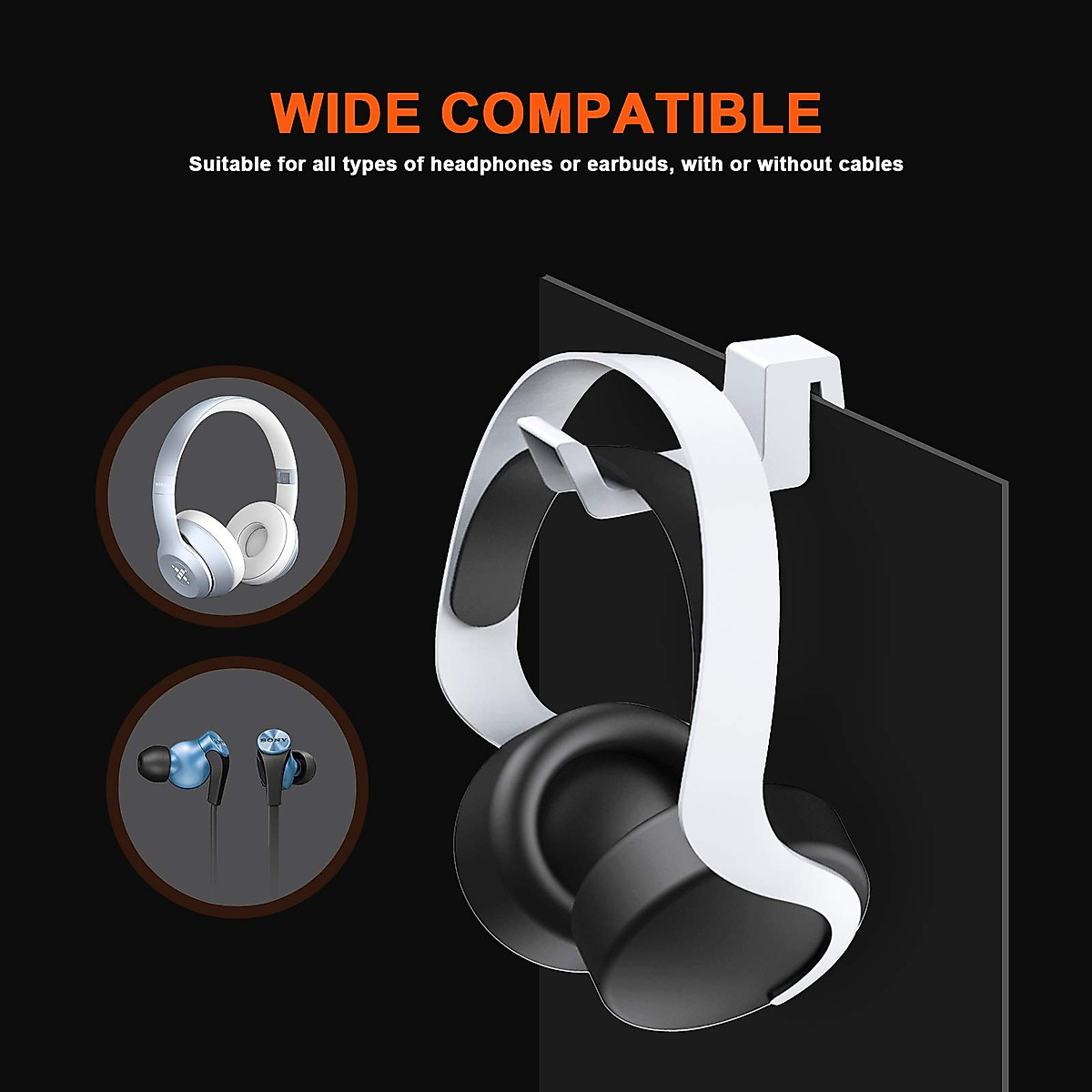 BEJOY Multifunctional Vertical Stand with Headphone Stand, 3-Level Rotate Fans Speed, Dual Type-C PS5 Charging Station with Gaming Headset Holder, 11 Games Boxes Storage, White…