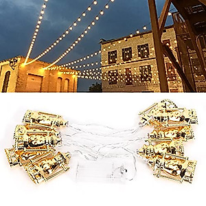 Jopwkuin Decorative Light, 10LED Battery Powered LED Light Decor Iron+ABS Materials Mubarak Eid String Light for Garden for Patio Decor for Home