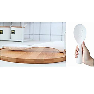 MIZORLIE Rice Paddle Tool,Non-Stick Rice Spoon,Standing Rice Spatula with Smile Face(2 Pcak/white)