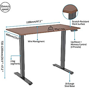 Lorell Height-Adjustable 2-Motor Desk, Brown