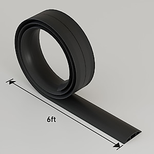 D-Line 6ft Floor Cord Cover, Cable Protector, Hide Extension Cords, Protect Cords, Prevent Cable Trips, Heavy Duty Cord Hider - Cable Cavity = 0.63" (W) x 0.31" (H) - Black