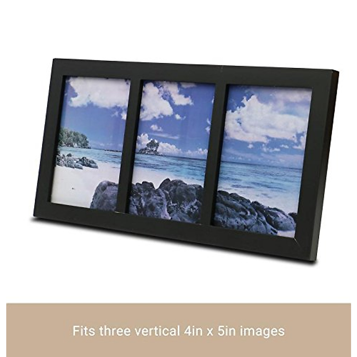 Klikel 3 Photo Collage Solid Black Wood Picture Frame - 3 Opening 5 X 7 Picture Slots