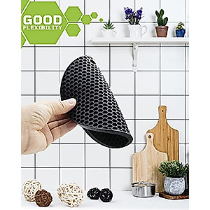 Wapodeai 2pcs Silicone Trivets Mat for Hot Pots and Pans, Premium Multipurpose Hot Pads Pot Holders, Tabletop Kitchen Trivet Mats Anti-Skid and High Temperature Resistance. (Black)