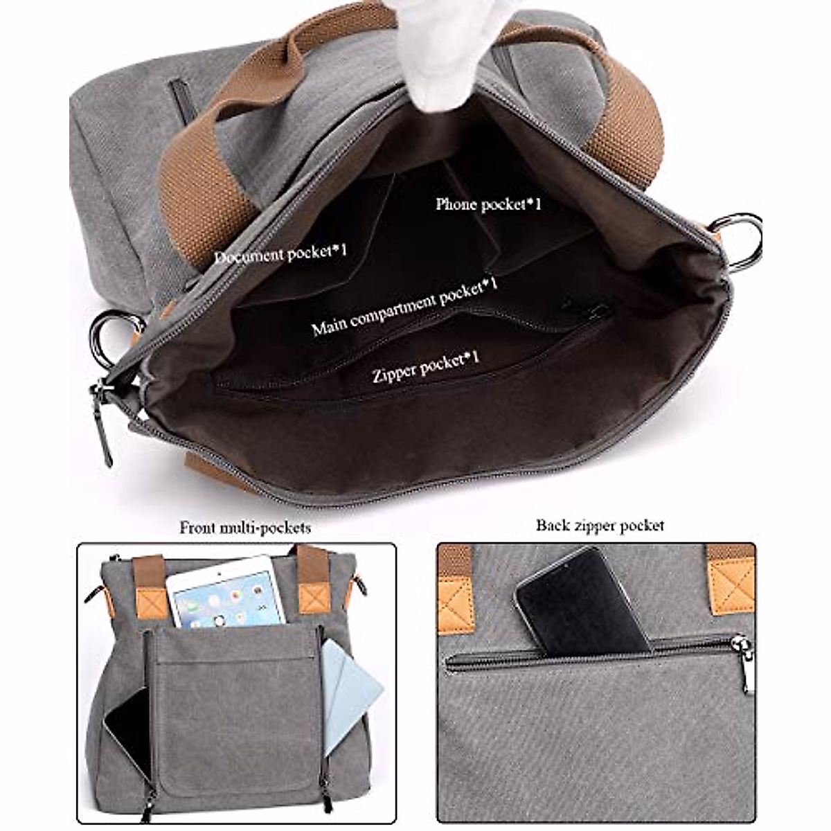 Chikencall Women’s Retro Shoulder Bag Causal Hobo Canvas Handbag and Purses Multi-pocket Shopper Satchels Christmas Tote