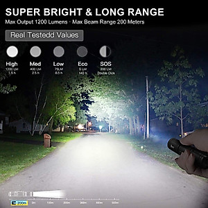 WUBEN L50 Rechargeable Flashlight, 1200 High Lumens Tactical Super Bright LED Flashlight, 5 Modes & IP68 Waterproof Pocket EDC Flash Light for Emergency, Rescue, Inspection, Repair