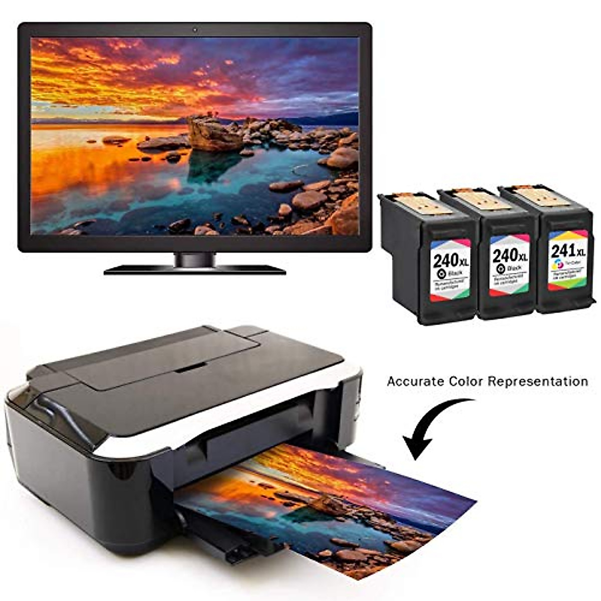 Limeink Remanufactured Ink Cartridges for PG-240XL CL-241XL High Yield for Pixma MG2120 MG2220 MG3120 MG3220 MG3222 MG3520 MG4220 MG4120 MX392 MX372 MX432 MX439 MX452 MX459 MX512 MX514 (3 pk)