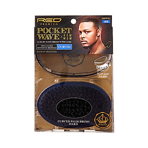 Red Premium Pocket Wave Bow Wow Curved Palm Brush Hard Bristles