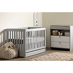 South Shore, Cookie Crib with Drawer, Soft Gray