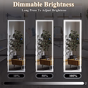 NeuType Full Body Mirror with Lights, 51"x18" LED Mirror Full Length, Full Length Mirror with LED Lights, Wall Mounted Door Hanging Mirror, Dressing Mirror for Bedroom Living Room, Silver