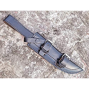 Ottoza Handmade Leather Knife Sheath SIDE DRAW Knife Sheath - Bushcraft Knife Sheath - Hunting Knife Sheath - Survival Knife Sheath - Vertical Knife Sheath Black TOP GRAIN LEATHER No:162