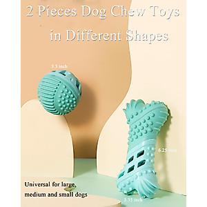 Rfirady Dog Chew Toys for Aggressive Chewers, 2 Pack Indestructible Durable Tough Interactive Dog Toys with Dog Treat Ball, Puppy Teething Chew Toys for Small Meduium Large Dogs