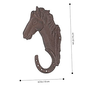 Yardwe Towel Hooks 2pcs Hook Metal for Single Key Mounted Scarf Antique Duty Retro Bag Iron Shaped Cast Style Hooks Hanging Horse-head Craft Cup Decorative Animal Horse Clothes Gift Coat Towel Hook