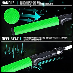 Sougayilang Fishing Rod and Reel Combo, Medium Fishing Pole with Casting Reel, Baitcaster Combo, SuperPolymer Handle-Green-6ft with Left Handle Reel