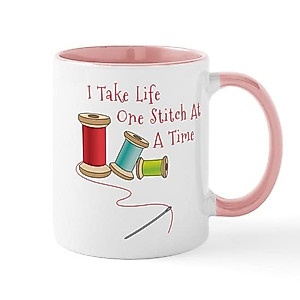 CafePress One Stitch At A Time Mugs Ceramic Coffee Mug, Tea Cup 11 oz