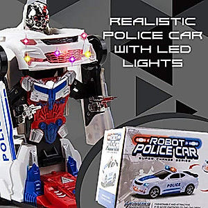 Toysery Transforming Robot Police Car with Light, Smart Robot Police Cars for Kids , Race Car to Robot Toy Transforming Toys for Boys, Bump and Go Toddler Car Robot Toys for Boys Age 7 to 9