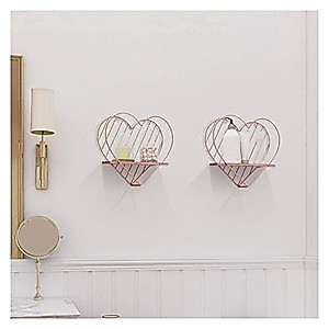 JJYGYTG Shelf Wall Shelf Rose Gold Decorative Shelf Metal Heart-Shaped Shelf Living Room Bathroom (Color : Black)