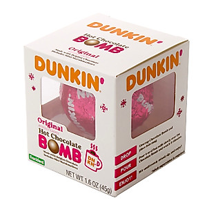 Dunkin Original Hot Chocolate BOMB, 12 Pack, Melting Belgian Milk Chocolate Ball Filled with Mini Marshmallows, Pack of 12 Hot Cocoa Treats by Frankford Candy