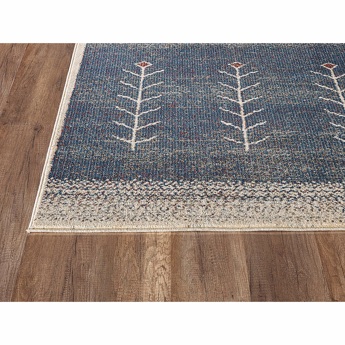 Abani Southwestern Distressed Vintage Style Area Rug, Mesa Collection - Blue & Beige Plant Stalk Design 4' x 6' Accent Rug Rugs