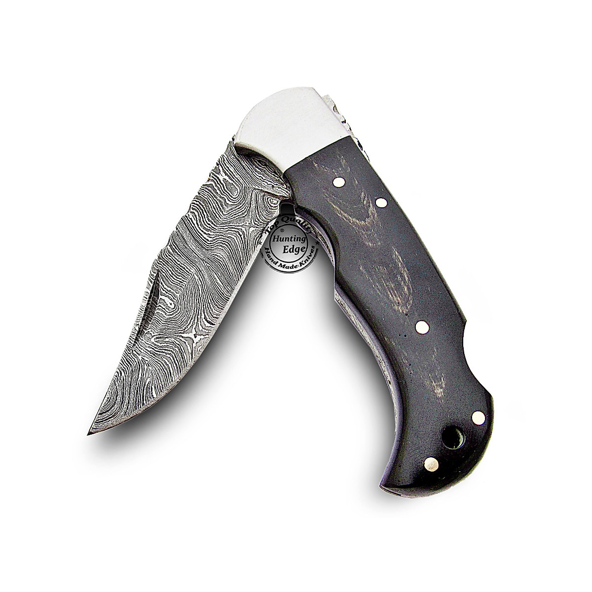 Hunting Edge Buffalo Horn 6.5'' 100% Handmade Damascus Steel Folding Pocket Knife 100% Prime Quality