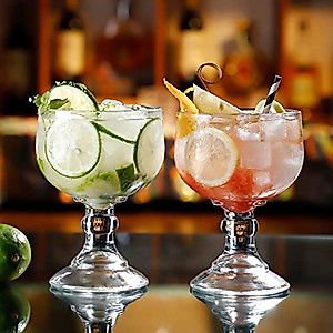 Margarita Schooner Beer Glasses 21 Oz Set of 4 With Extra Measuring Shot Glasses, Large Shrimp Cocktail Glasses Goblet, Large Stemmed Glasses With Thick Bottom for Coronaritas, Margaritas, Cocktails