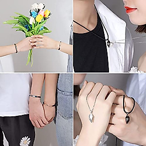 Long tiantian 4Pcs Couple Necklace Bracelet Set Matching Bracelets for Couples Matching Necklaces for Bf and Gf Couple Presentfor Her friend Necklace for Him Valentine's Day Present(Style I)