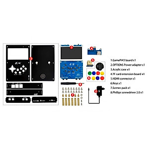 GamePi43 Accessories Kit for Raspberry Pi 4B/3B+/3B/2B/B+ Portable Retro Video Handheld Game Console with 4.3inch IPS Display 800x480 Pixel 60 fps Smooth Gaming Experience Speaker Earphone Jack